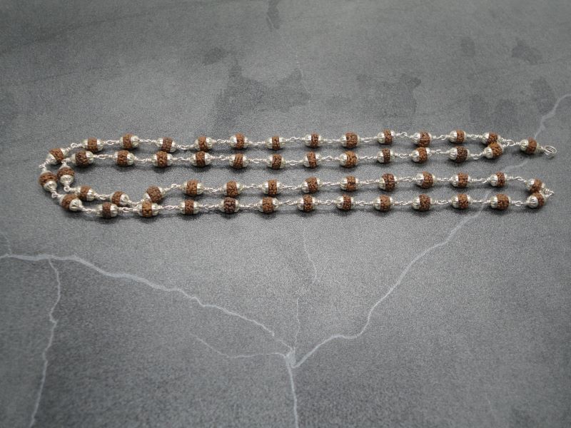 Rudraksha Mala Silver Capping Stylish Small Size Rudraksha 54+1 Beads ...