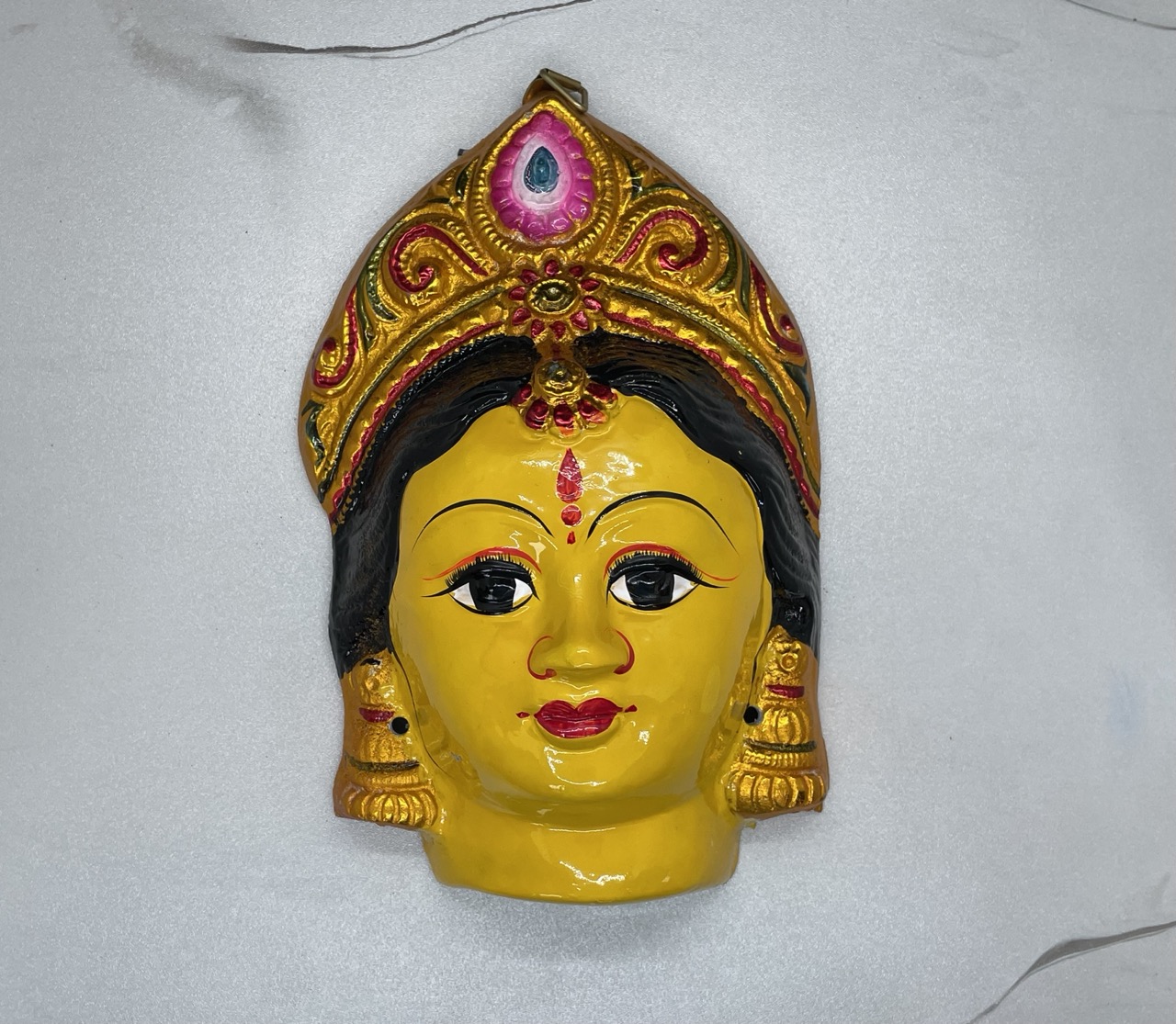 Decorated Yellow Gowri Face | Goddess Devi MATA Yellow Mukhota (4.3x7.8 ...