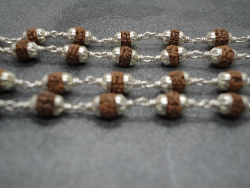 Rudraksha Mala Silver Capping Stylish Small Size Rudraksha 54+1 Beads ...